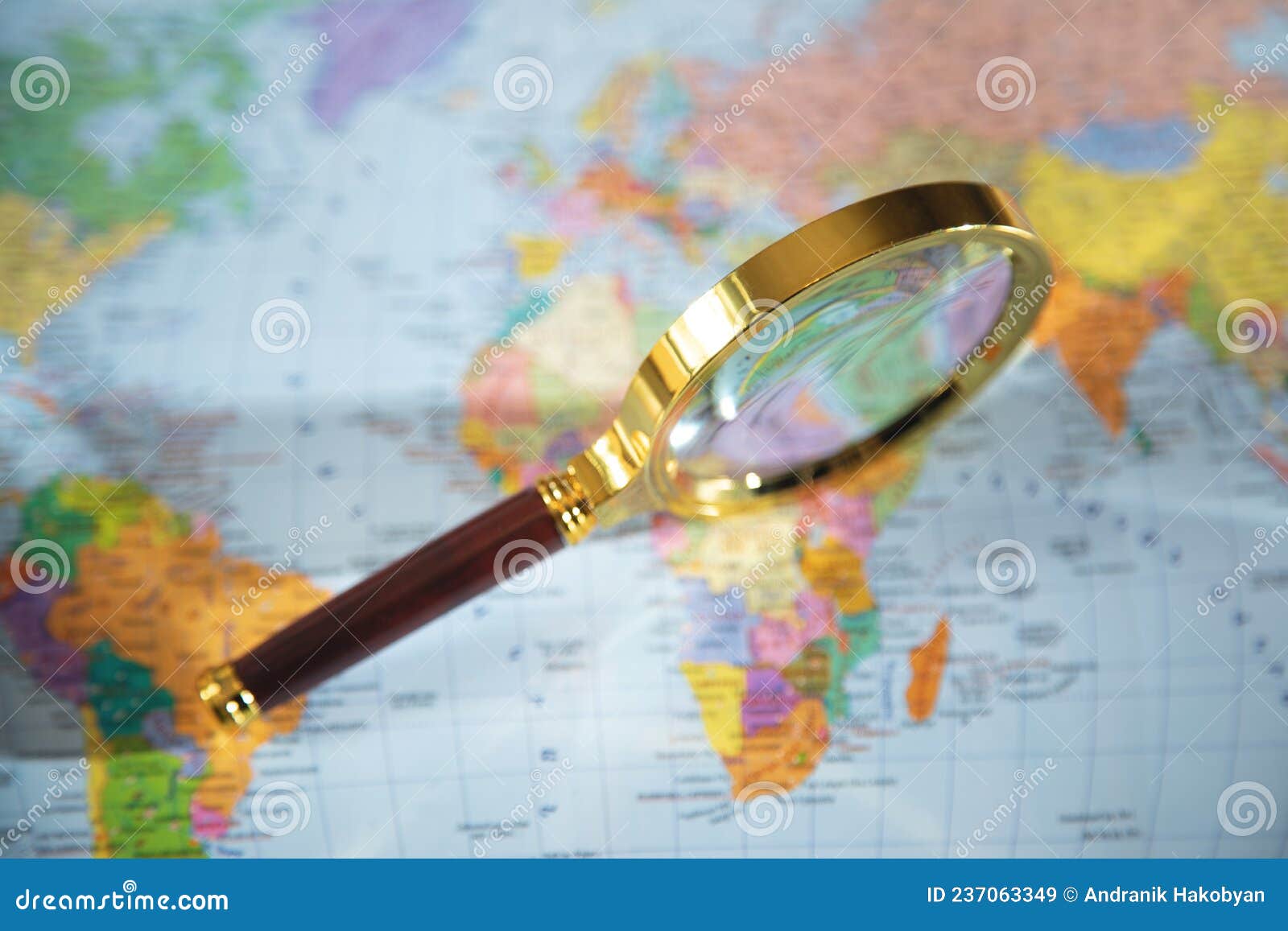 Magnifying Glass Over the World Map Stock Image - Image of travel ...