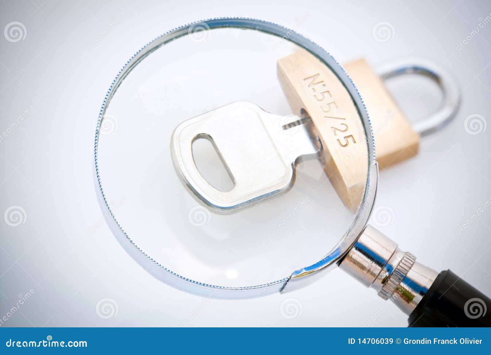 Magnifying Glass and Padlock Stock Image - Image of background, details ...