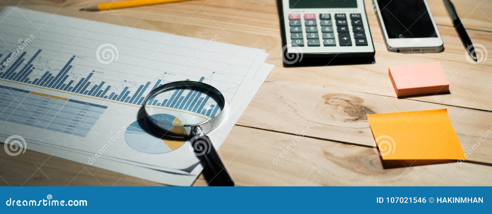 Magnifying Glass with Paper Graph.Analysis Concept Stock Photo - Image ...