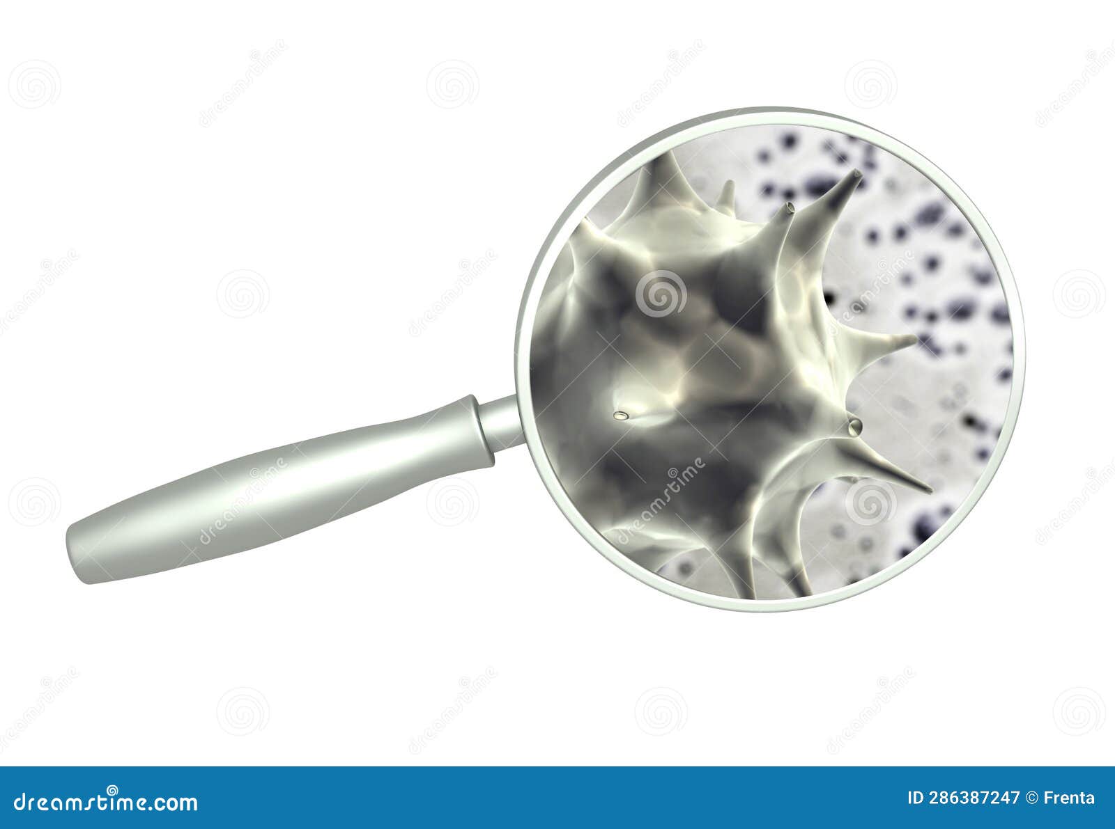 Magnifying Glass and Pathogenic Bacterias and Viruses. Fast ...