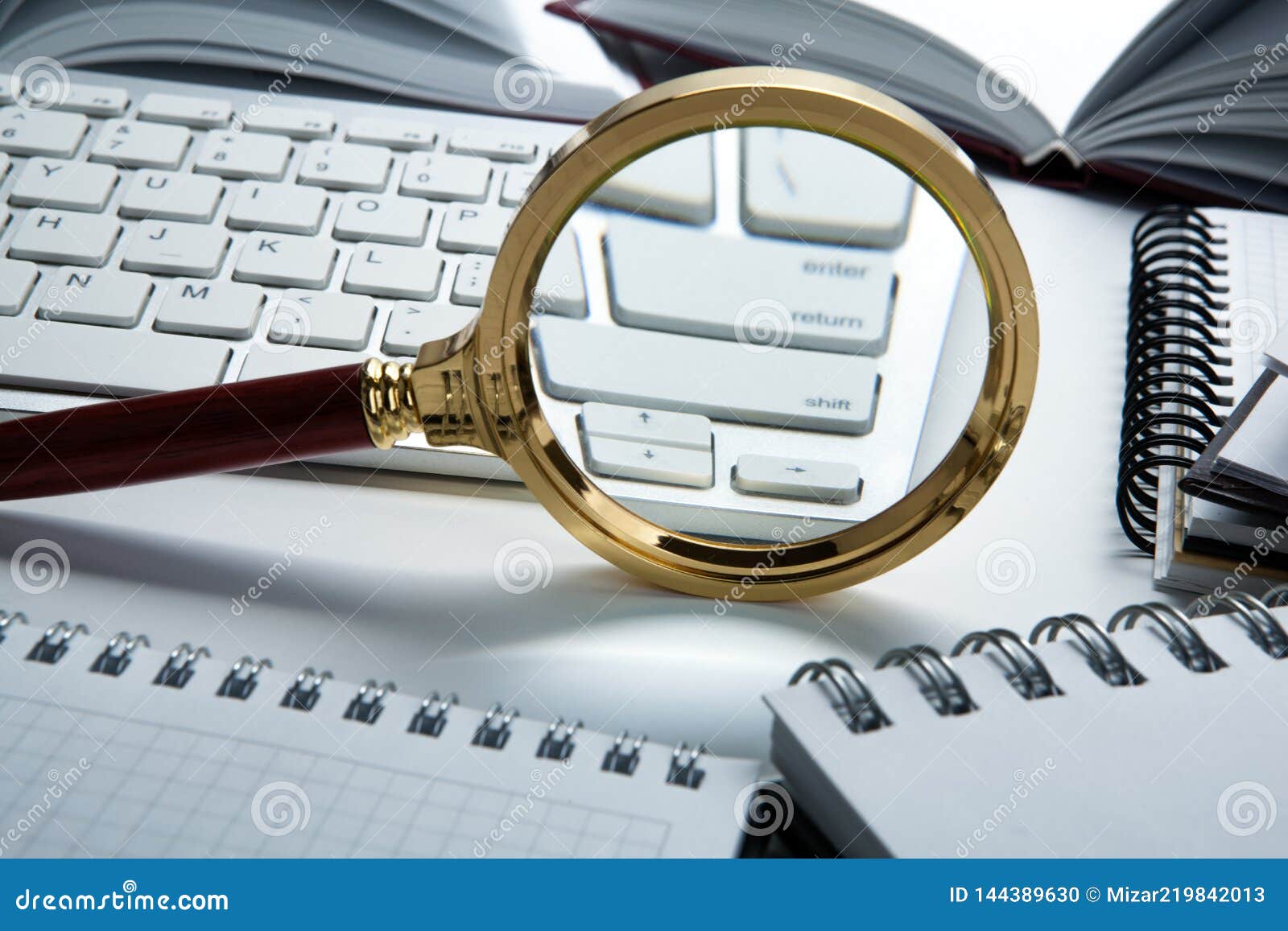 Magnifying Glass on the Pc Keyboard Search Technology Stock Photo ...