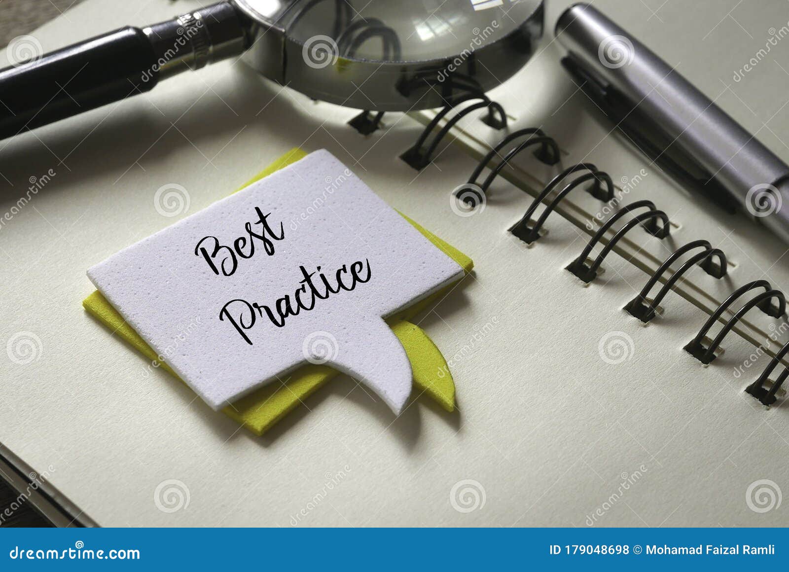 Magnifying Glass,pen,notebook and Speech Bubbles Written with Best ...