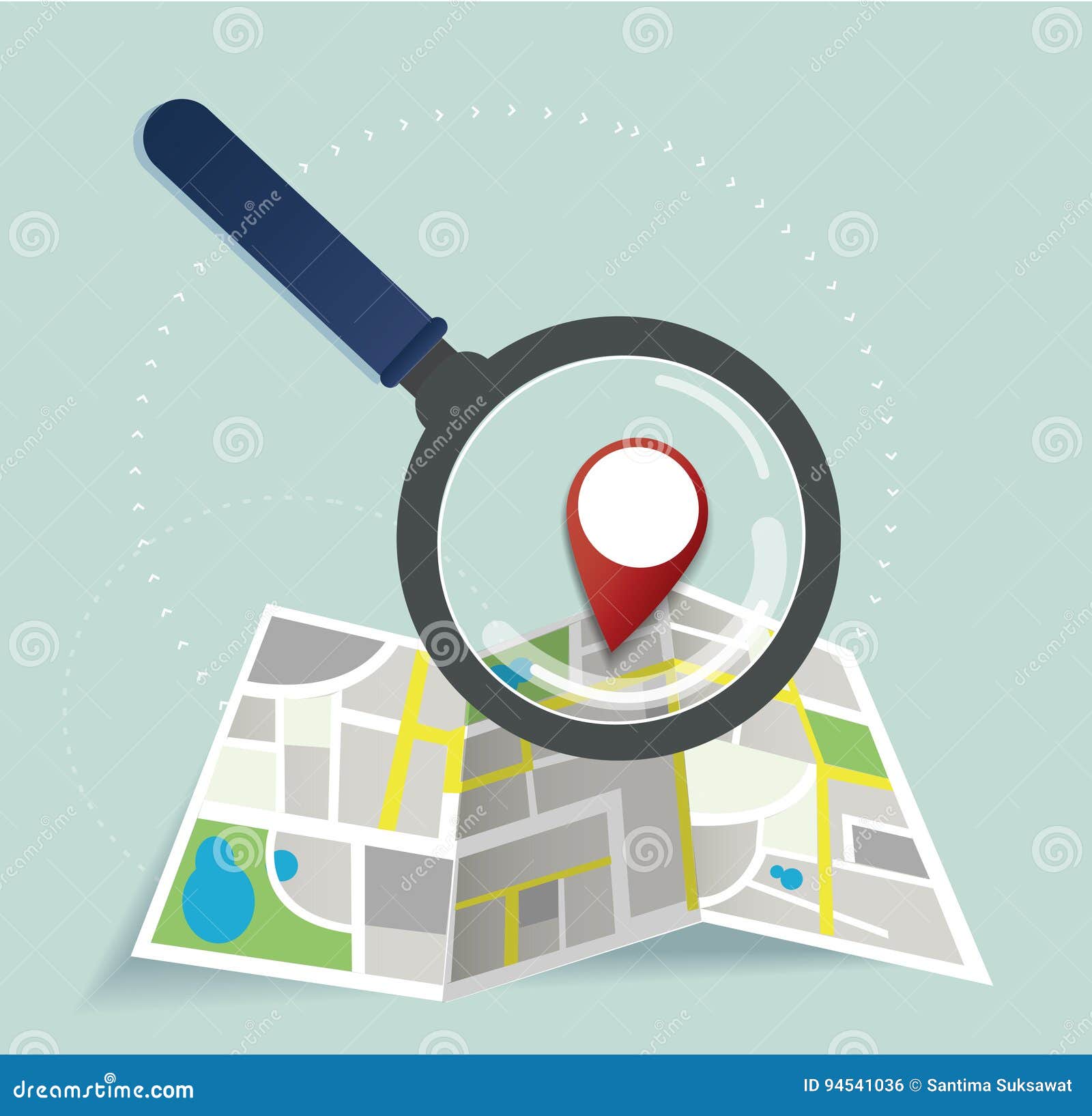 The Magnifying Glass and Pin Location Icon and Map Vector, the Concept ...