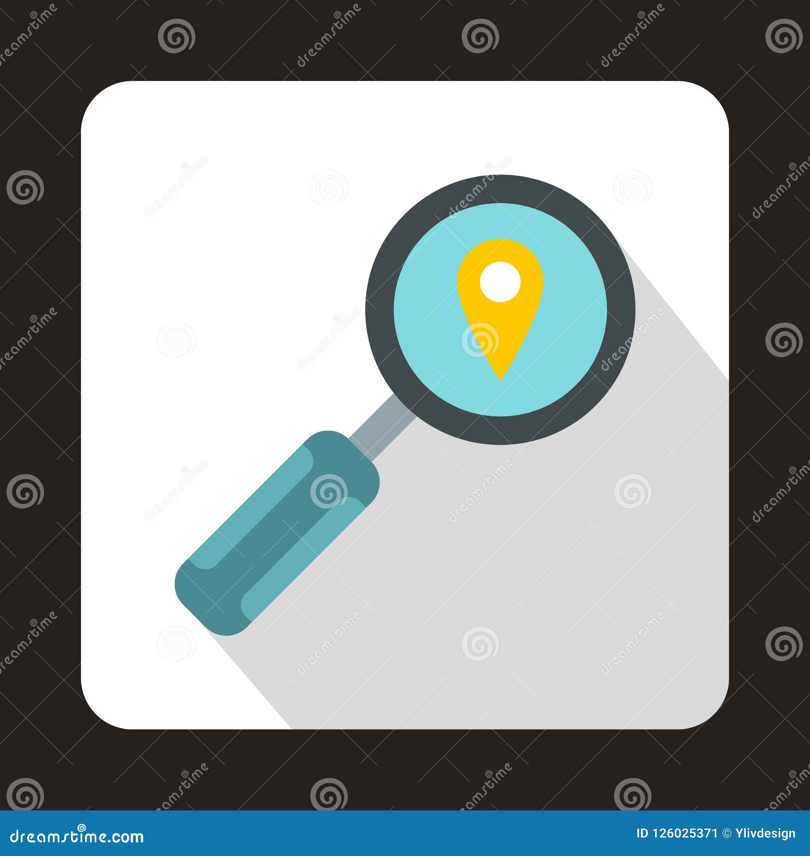 Magnifying Glass and Pin Pointer Icon, Flat Style Stock Illustration ...