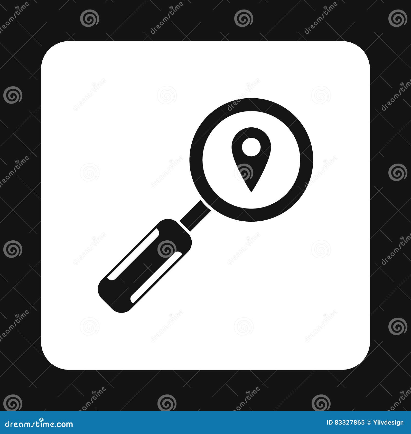 Magnifying Glass and Pin Pointer Icon Simple Style Stock Vector ...