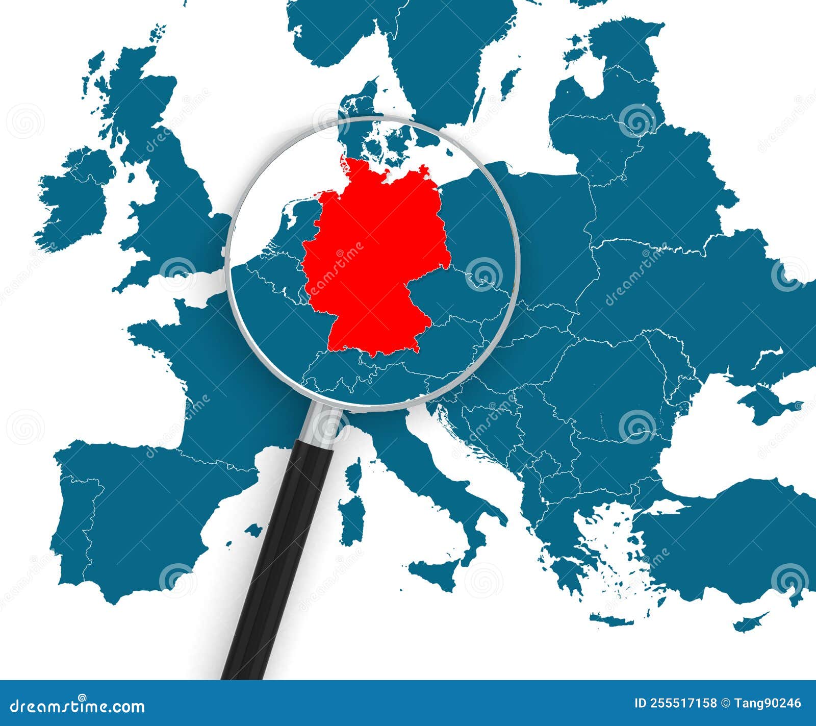 Magnifying Glass Pointing at Germany Map Stock Illustration ...
