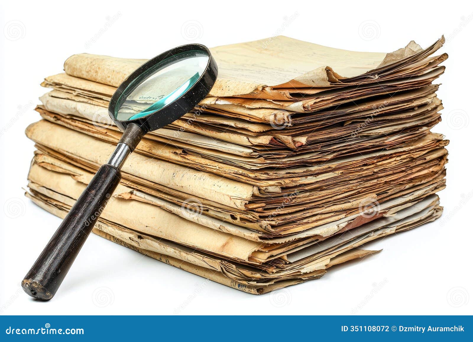 A Magnifying Glass is Positioned on a Stack of Papers, Great for ...