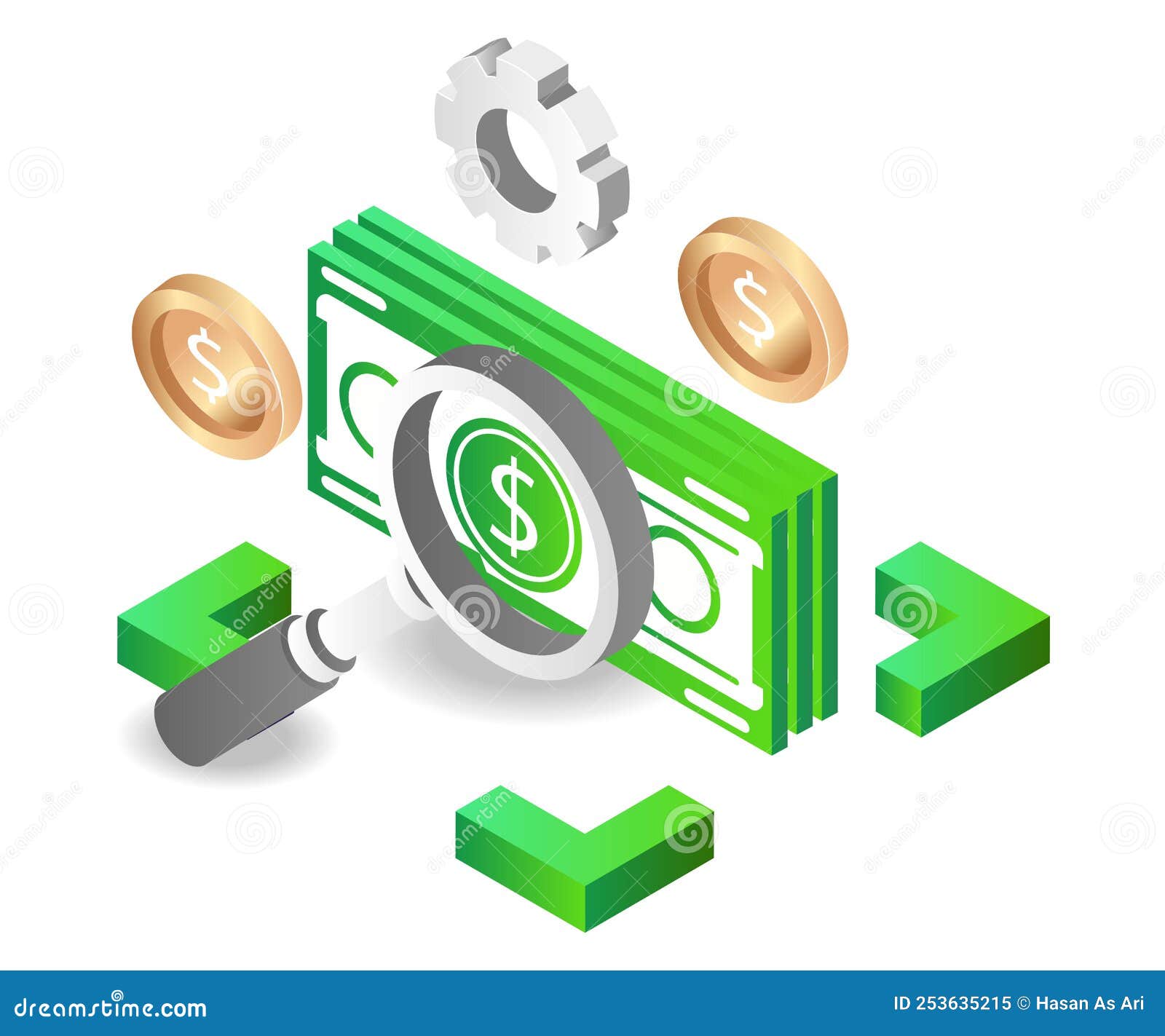 The Magnifying Glass of the Process of Making Money Stock Vector ...