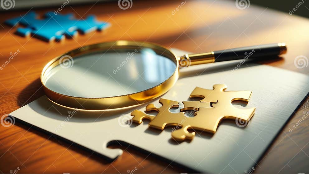 Magnifying Glass and Puzzle Pieces on Document: Analyzing Solutions ...