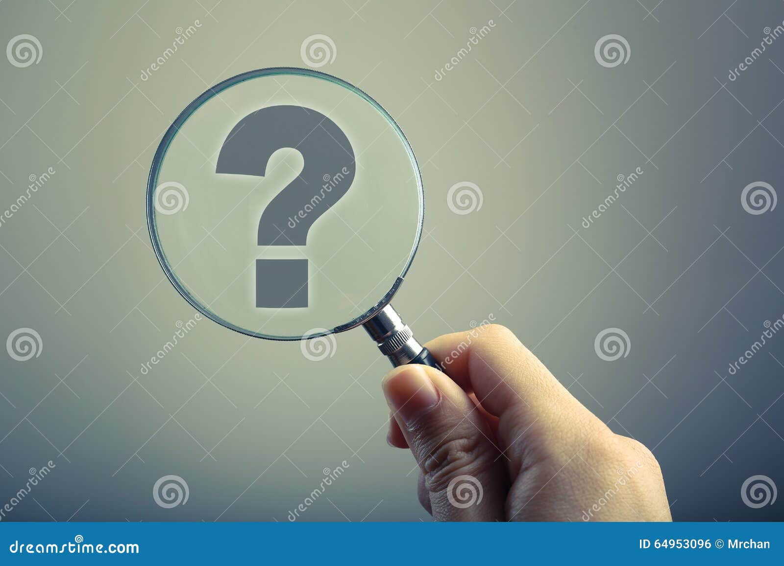 Magnifying Glass with Question Mark Stock Photo - Image of imprint ...