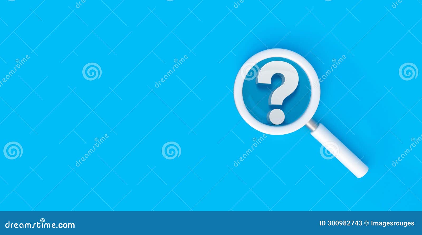 Magnifying Glass and Question Mark Icon Symbol on Blue Background with ...