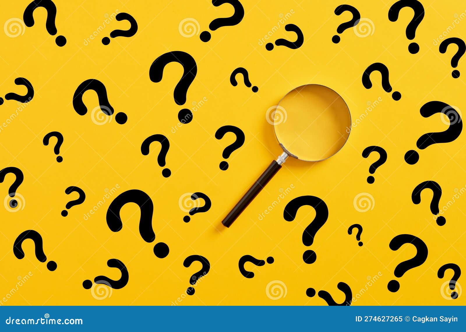 Magnifying Glass and Question Mark Signs on Yellow Background ...