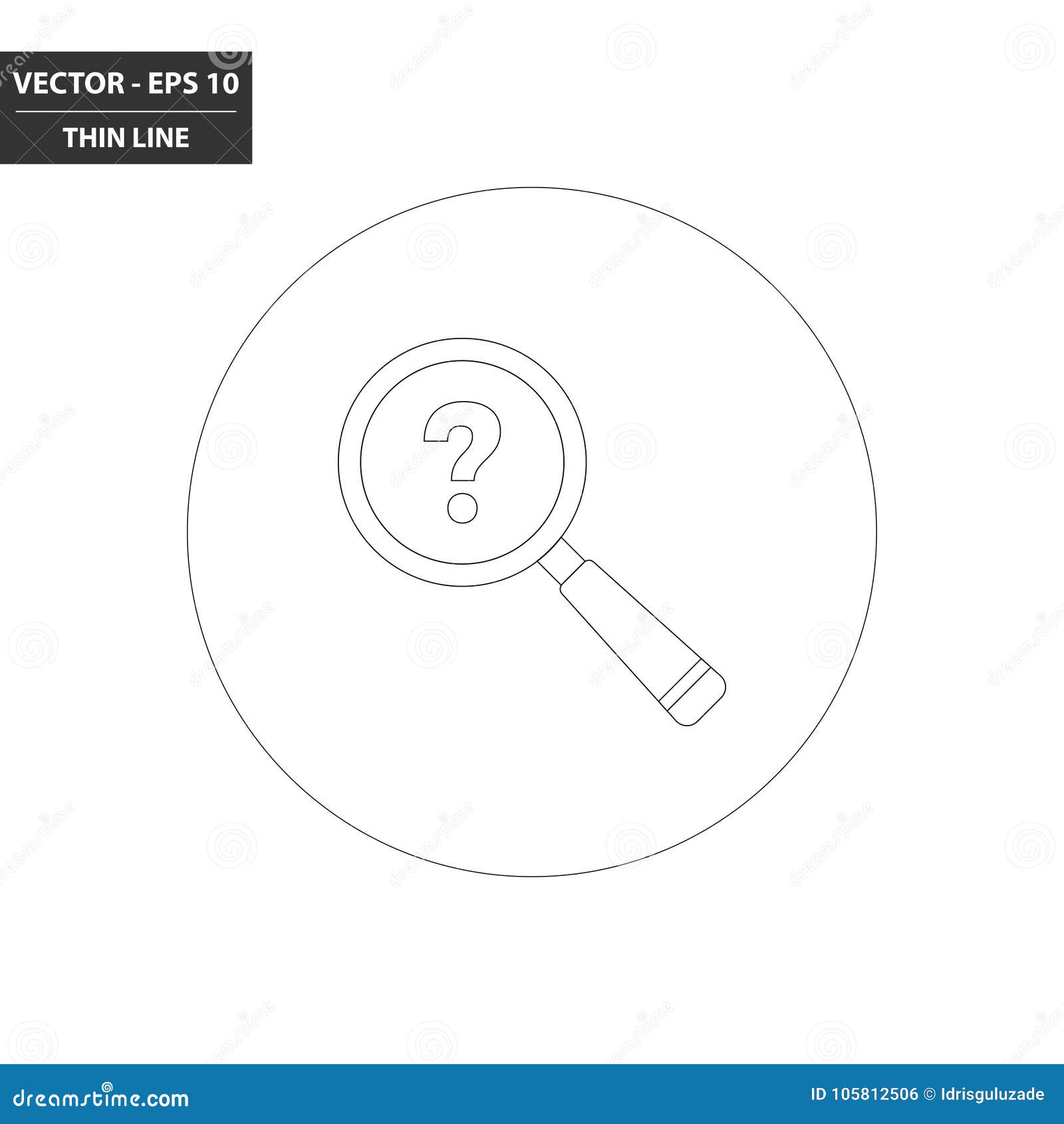 Magnifying Glass and Question Mark Thin Line Flat Icon Stock Vector ...