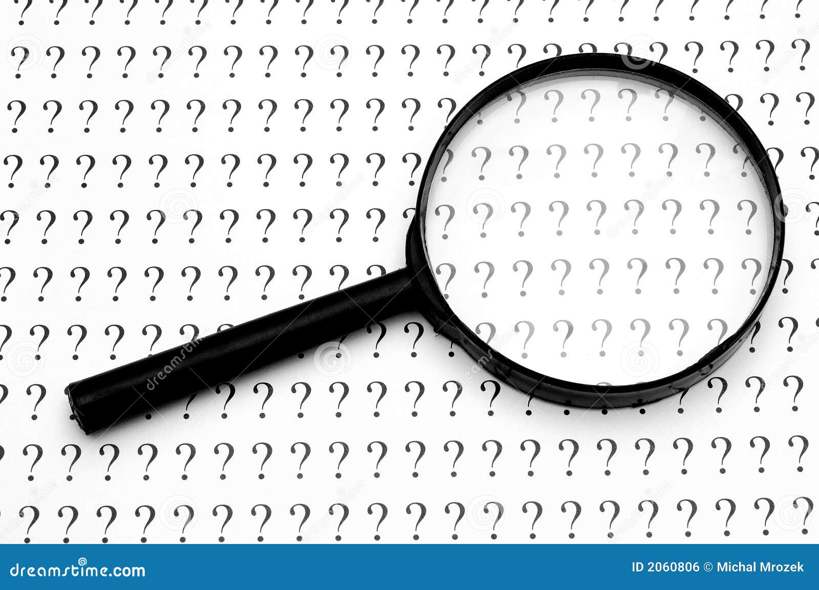 Magnifying Glass and Question Marks Stock Photo - Image of magnifying ...