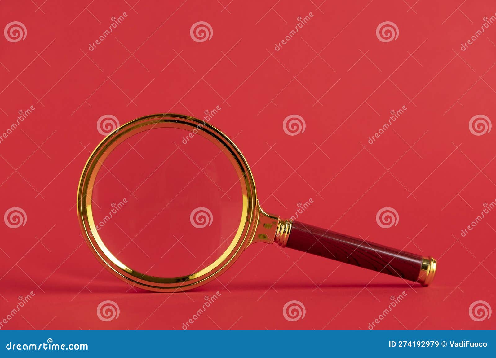 Magnifying Glass on a Red Background. Copy Space Stock Image - Image of ...