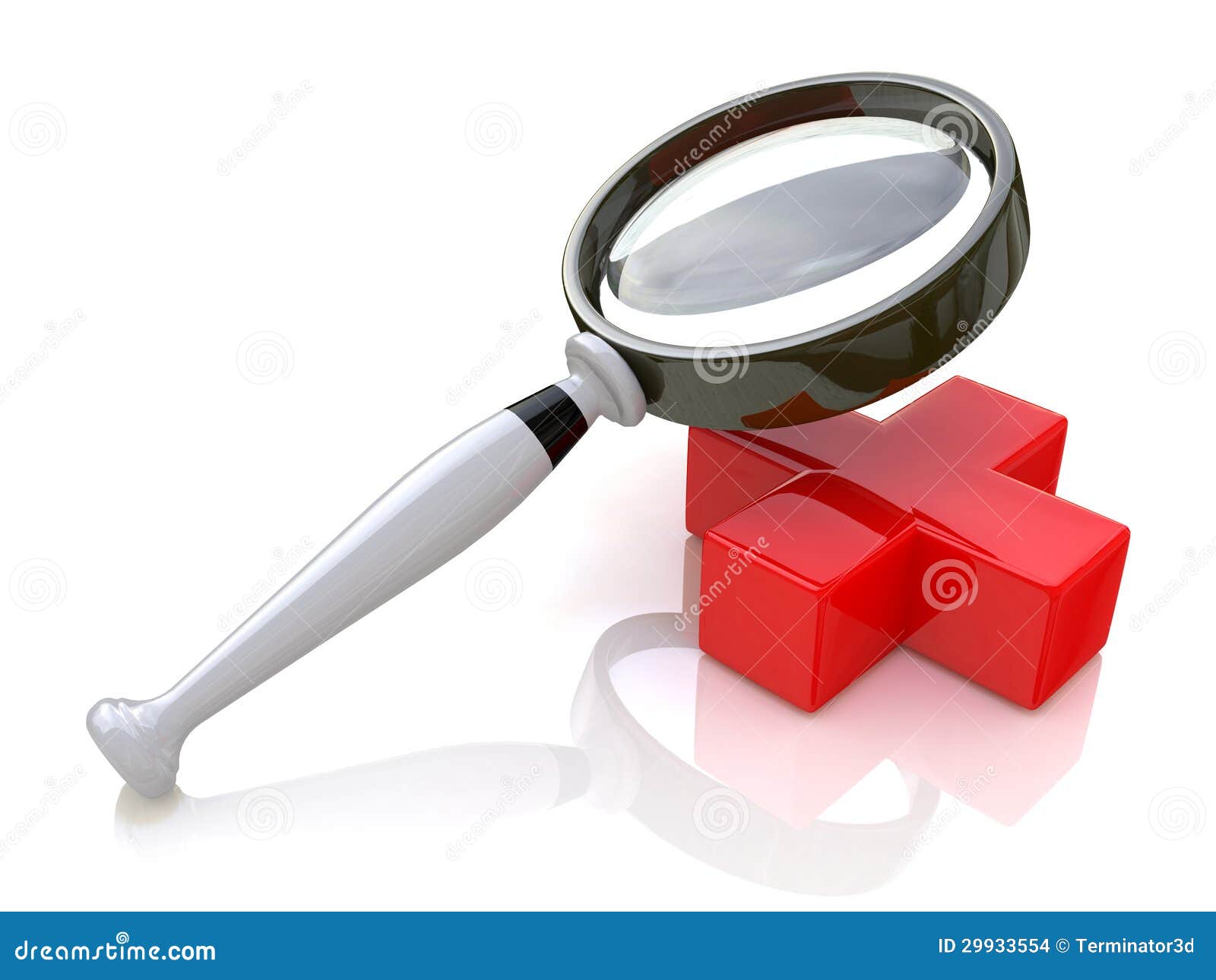 Magnifying Glass and a Red Cross Stock Illustration - Illustration of ...