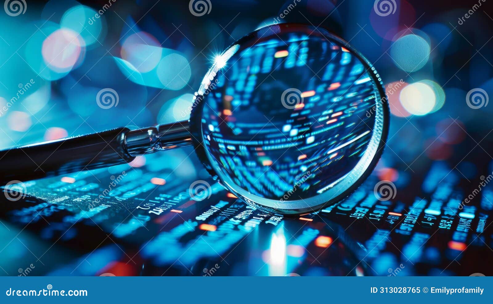 Magnifying Glass Revealing Binary Code For Ai And Robotics Analysis Stock Image Image Of Code