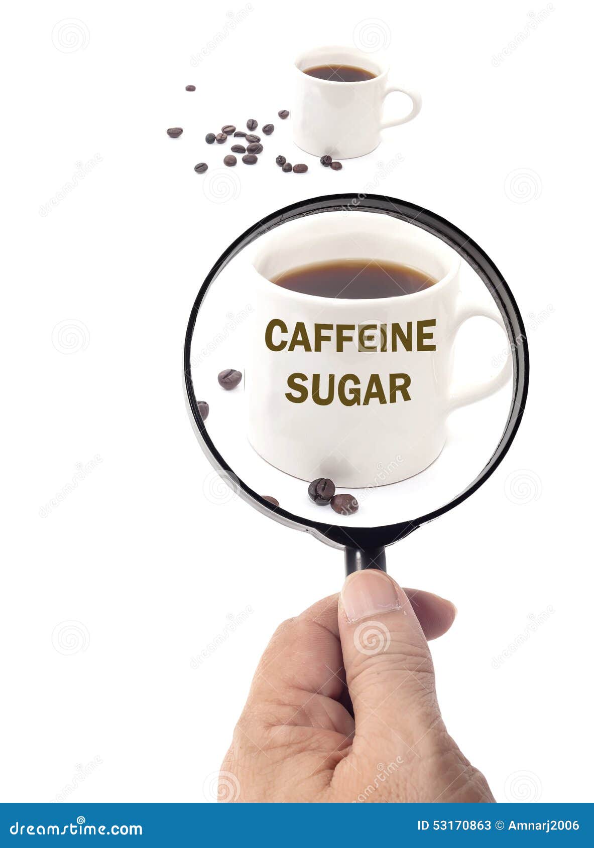 Magnifying Glass of Roasted Coffee Beans Stock Image - Image of ...
