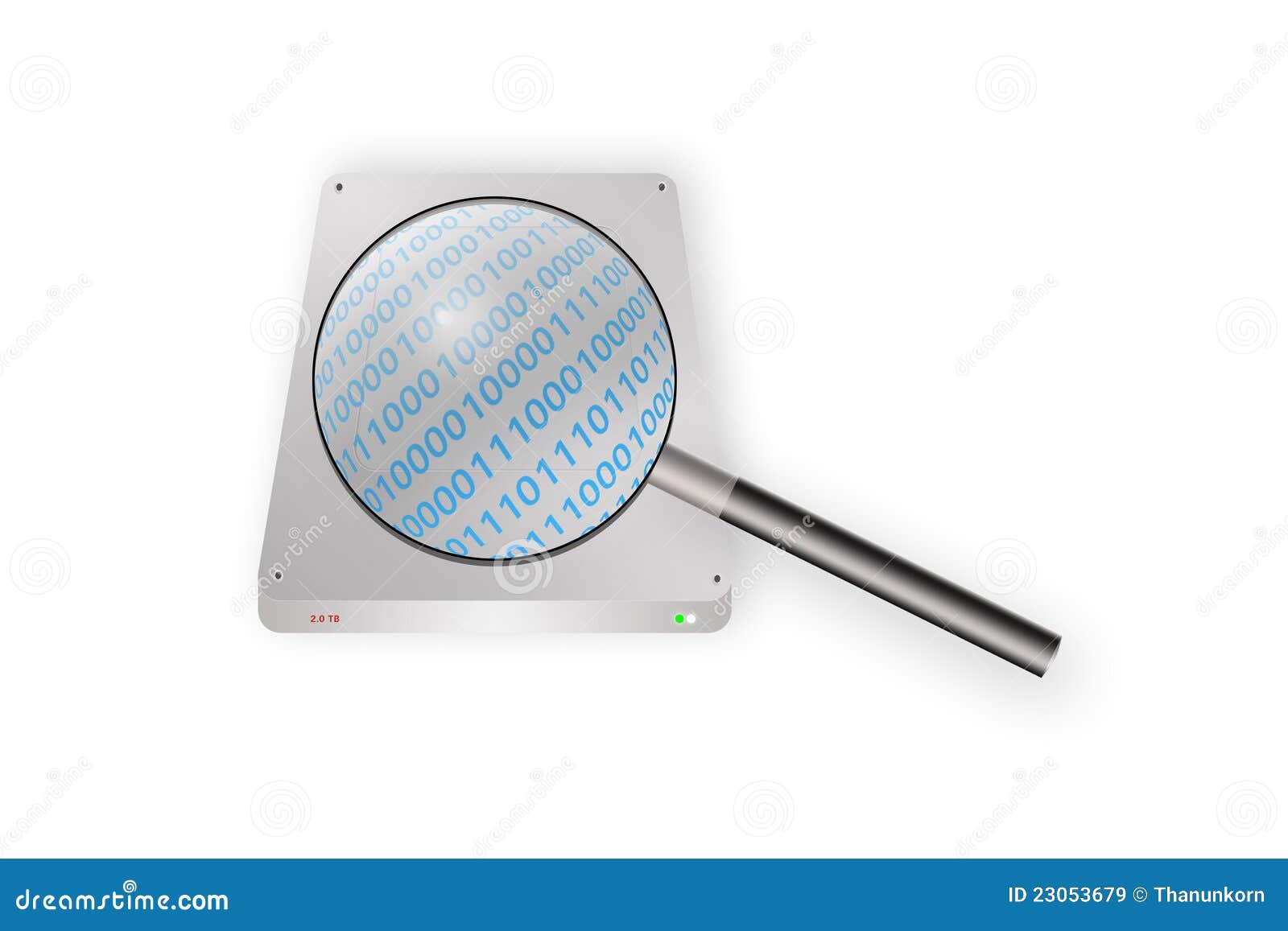 Magnifying Glass Scanning on Harddisk Stock Illustration - Illustration ...