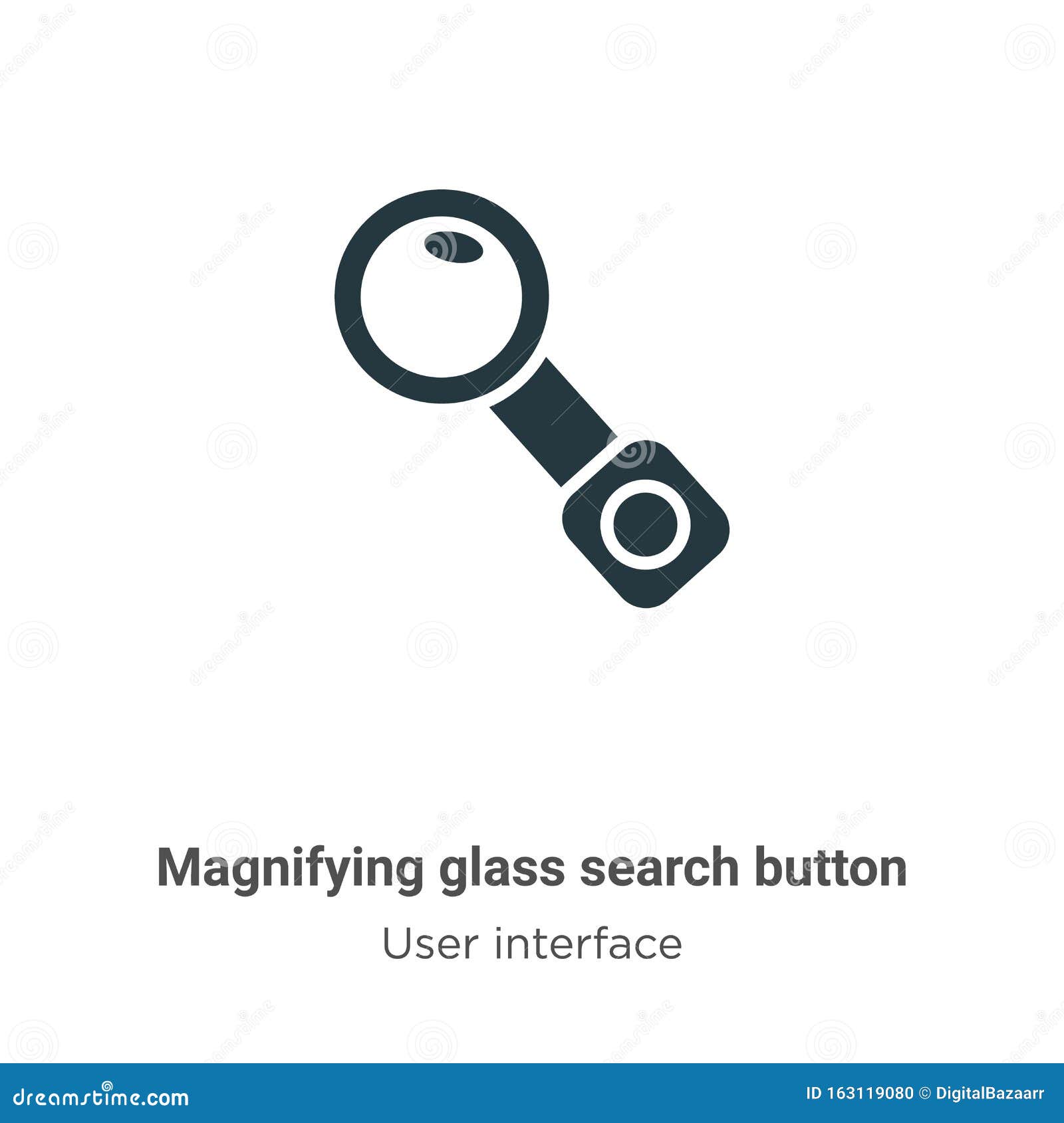 Magnifying Glass Search Button Vector Icon on White Background. Flat ...