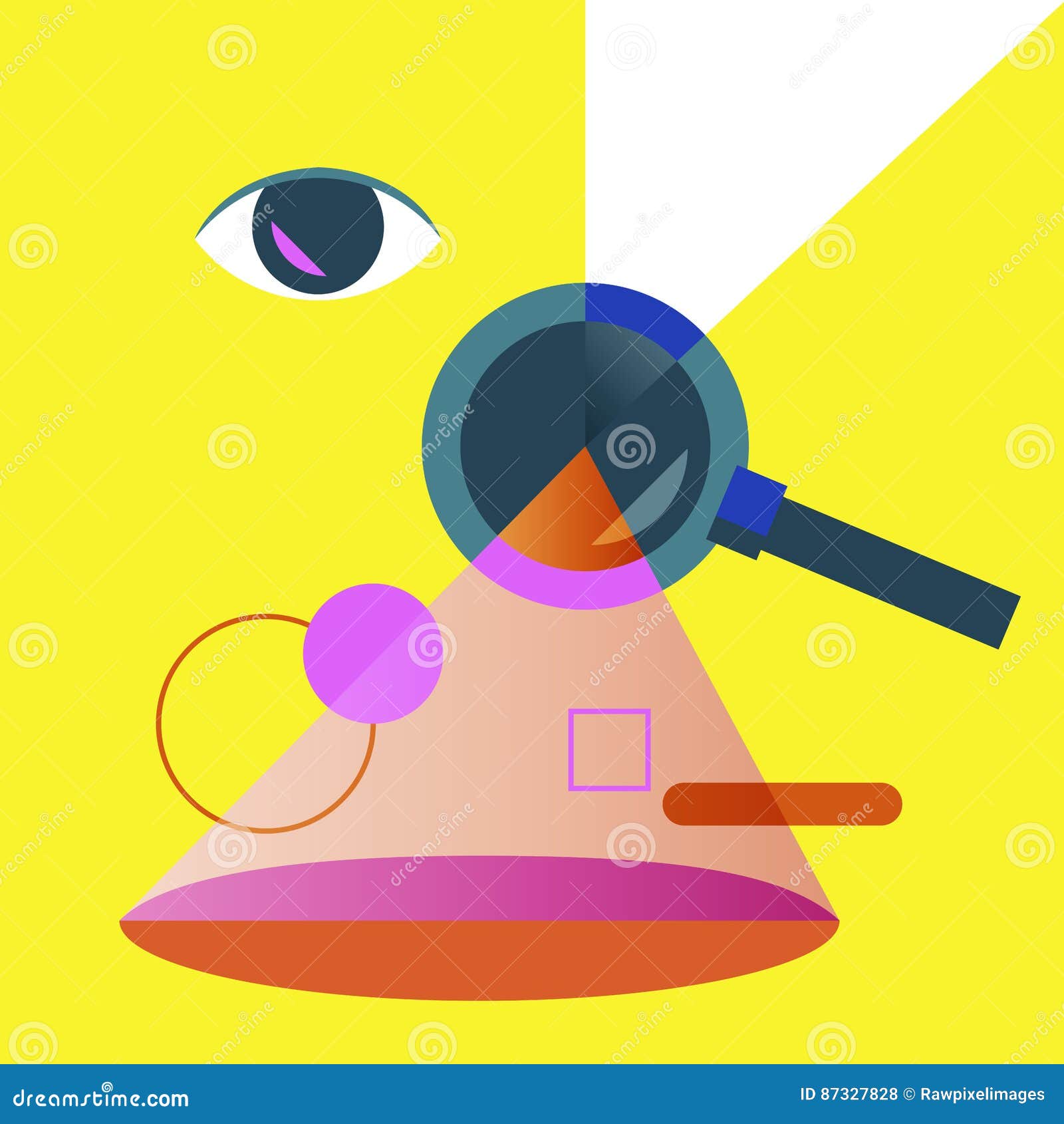 Magnifying Glass with Searching and Finding Emblem Concept Stock Vector ...