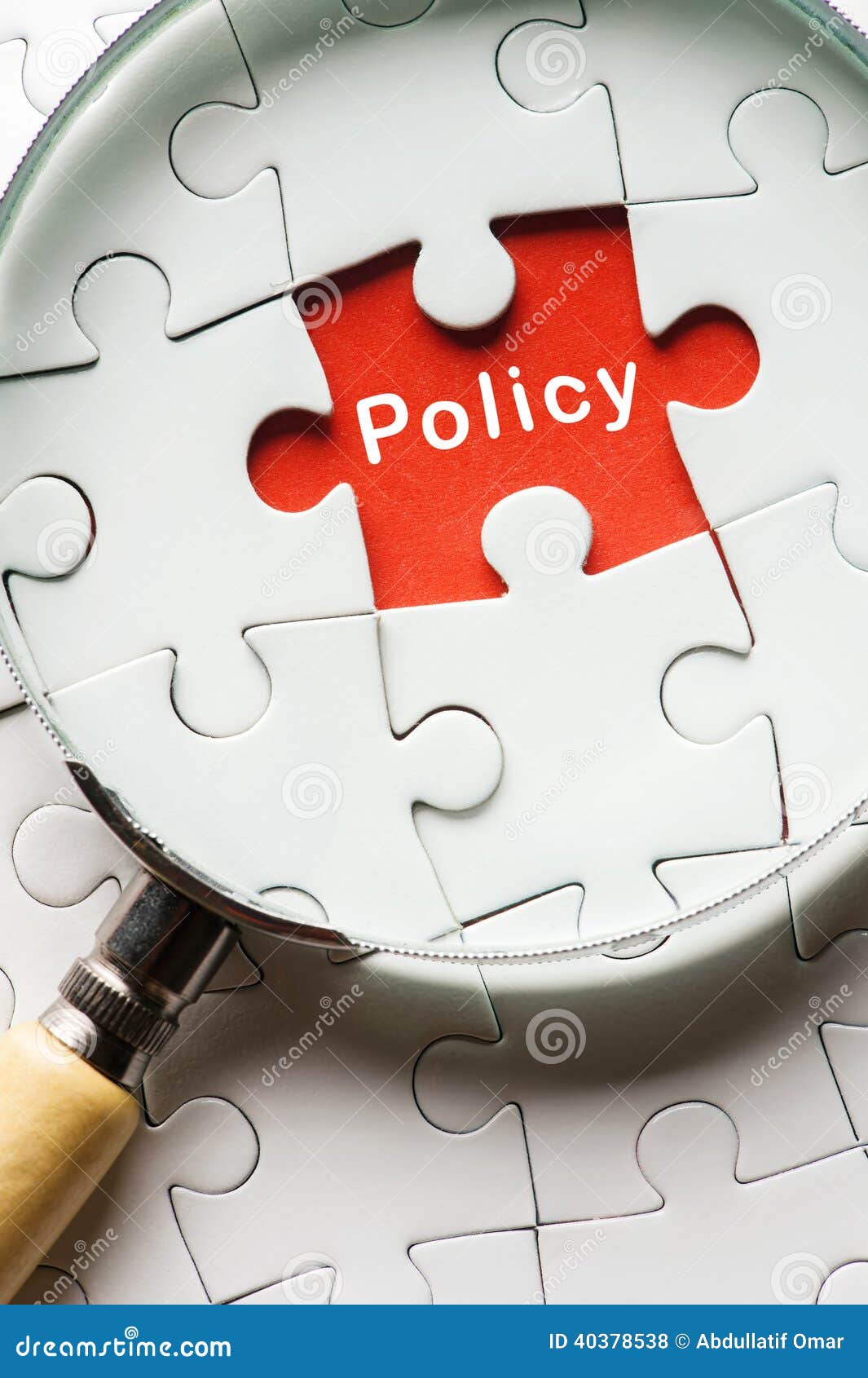 Magnifying Glass Searching Missing Puzzle Peace POLICY Stock Photo ...