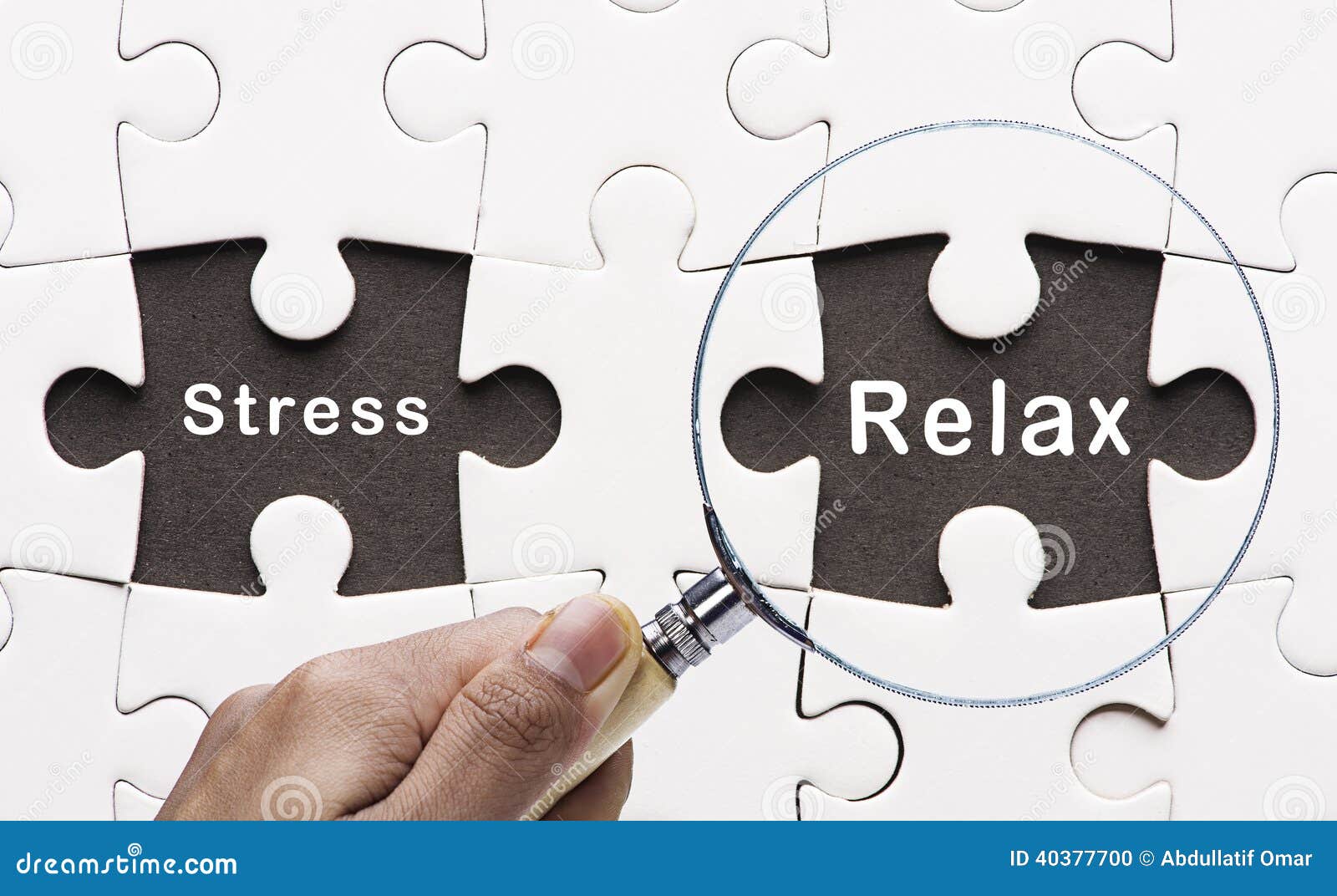 Magnifying Glass Searching Missing Puzzle Peace Relax and Stress Stock ...