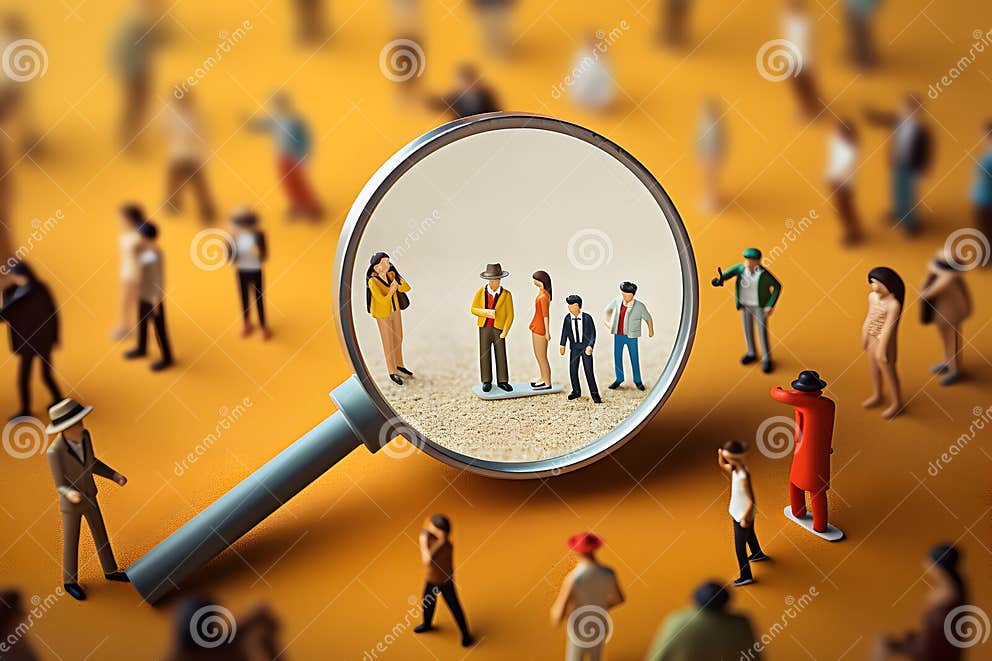 A Magnifying Glass Searching People Stock Illustration - Illustration ...