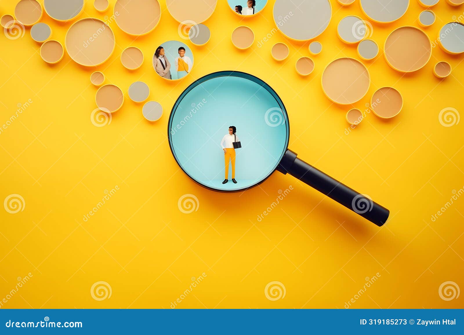 A Magnifying Glass Searching People Stock Illustration - Illustration ...