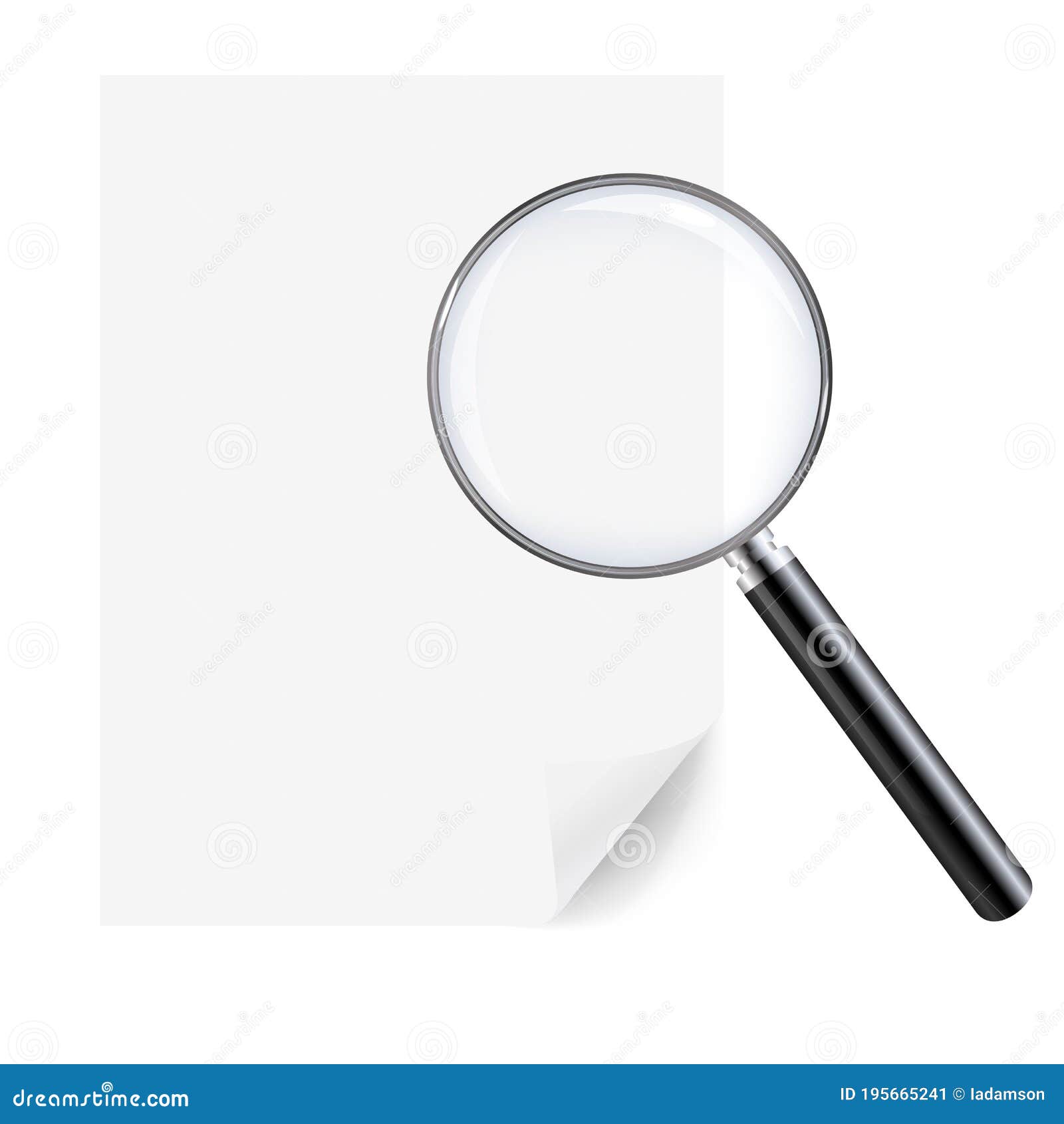 Magnifying Glass and Sheet of Paper Stock Vector - Illustration of page ...