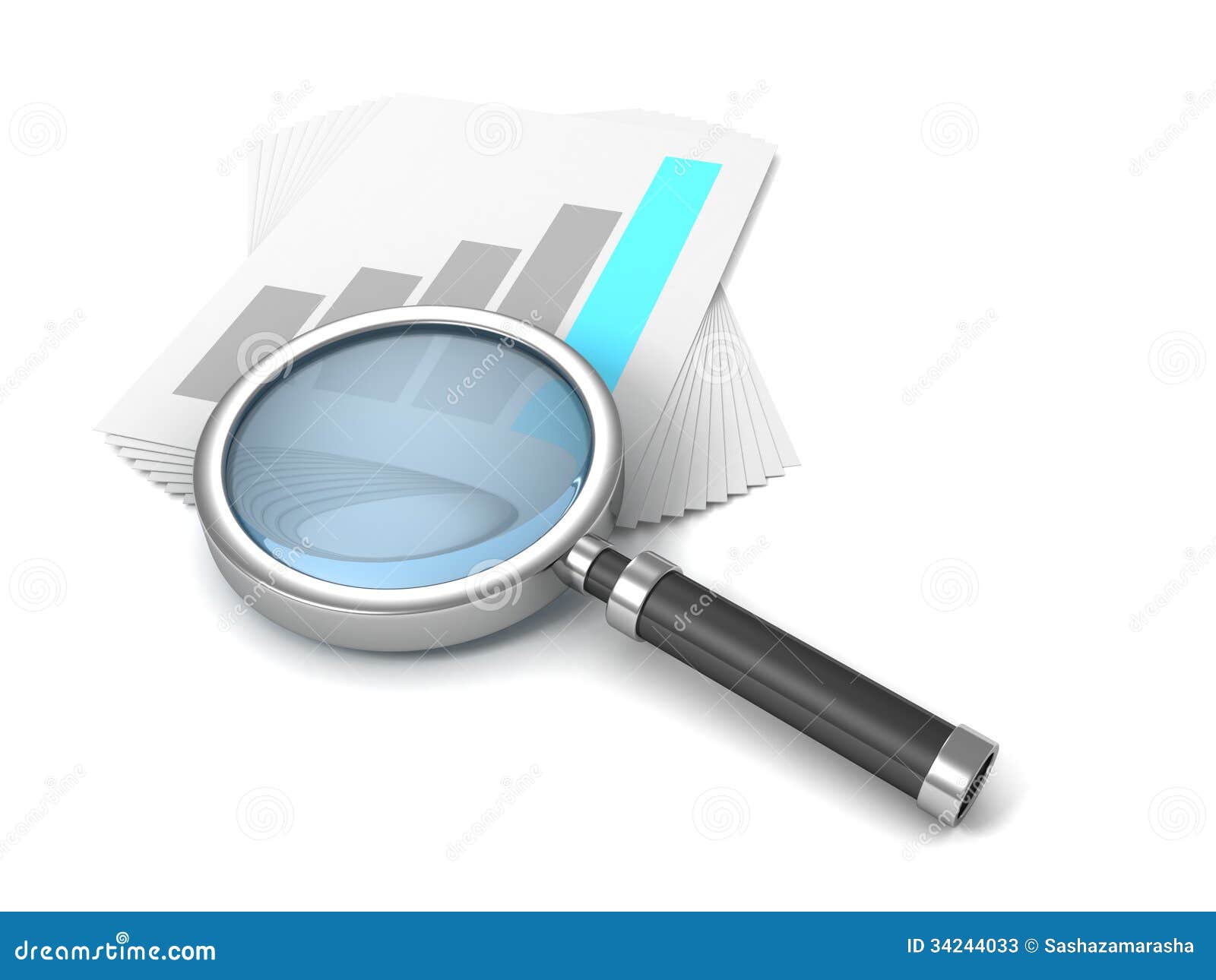 Magnifying Glass Showing Rising Bar Graph Stock Illustration ...