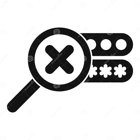 Magnifying Glass Showing Wrong Password Symbol for Security Issues ...