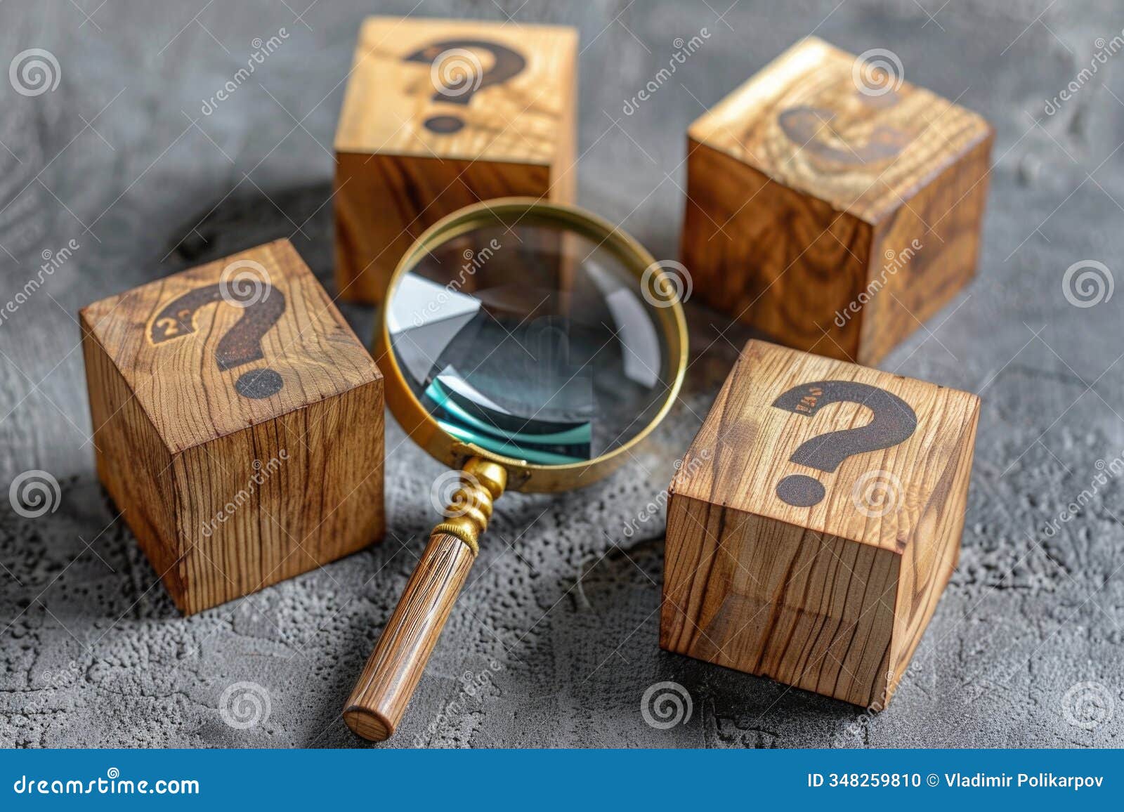 A Magnifying Glass Sits on Top of Wooden Blocks, Ready for Use Stock ...