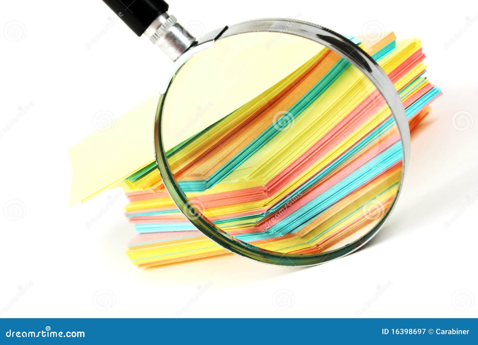 Magnifying Glass and a Stack of Paper Stock Image - Image of purple ...