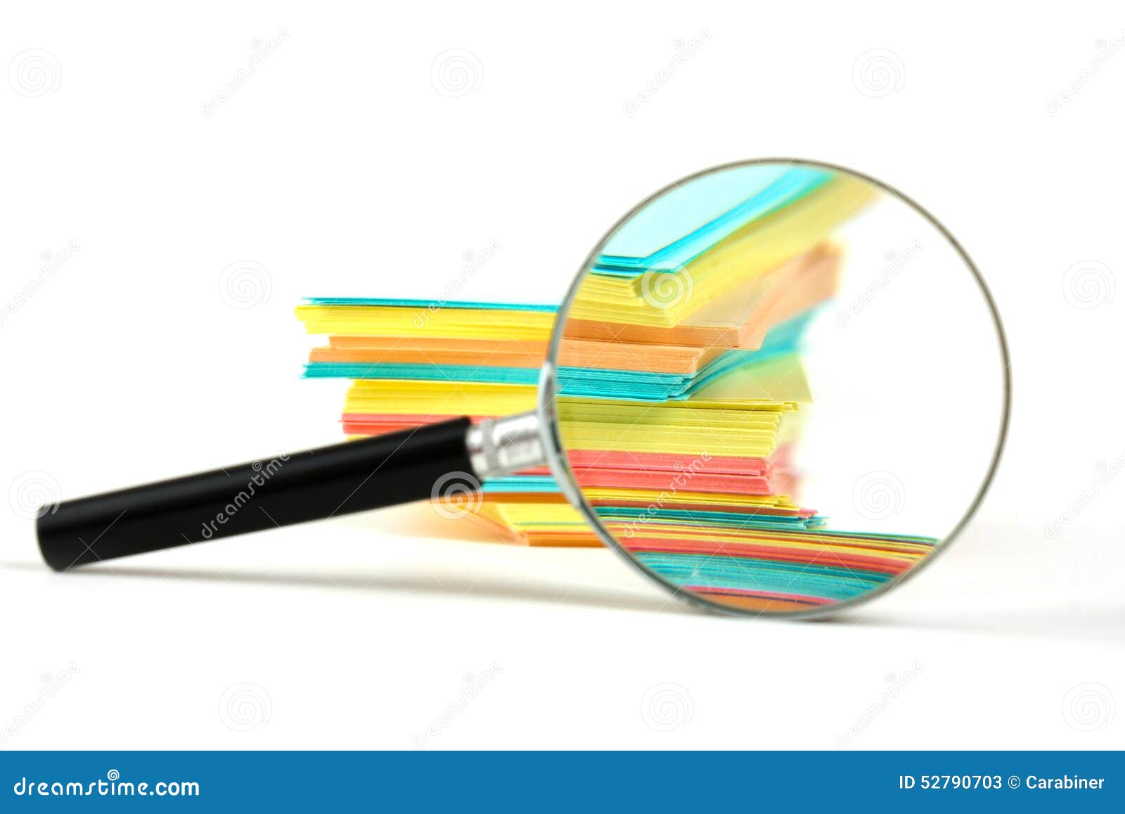 Magnifying Glass and a Stack of Paper Stock Image - Image of glass ...