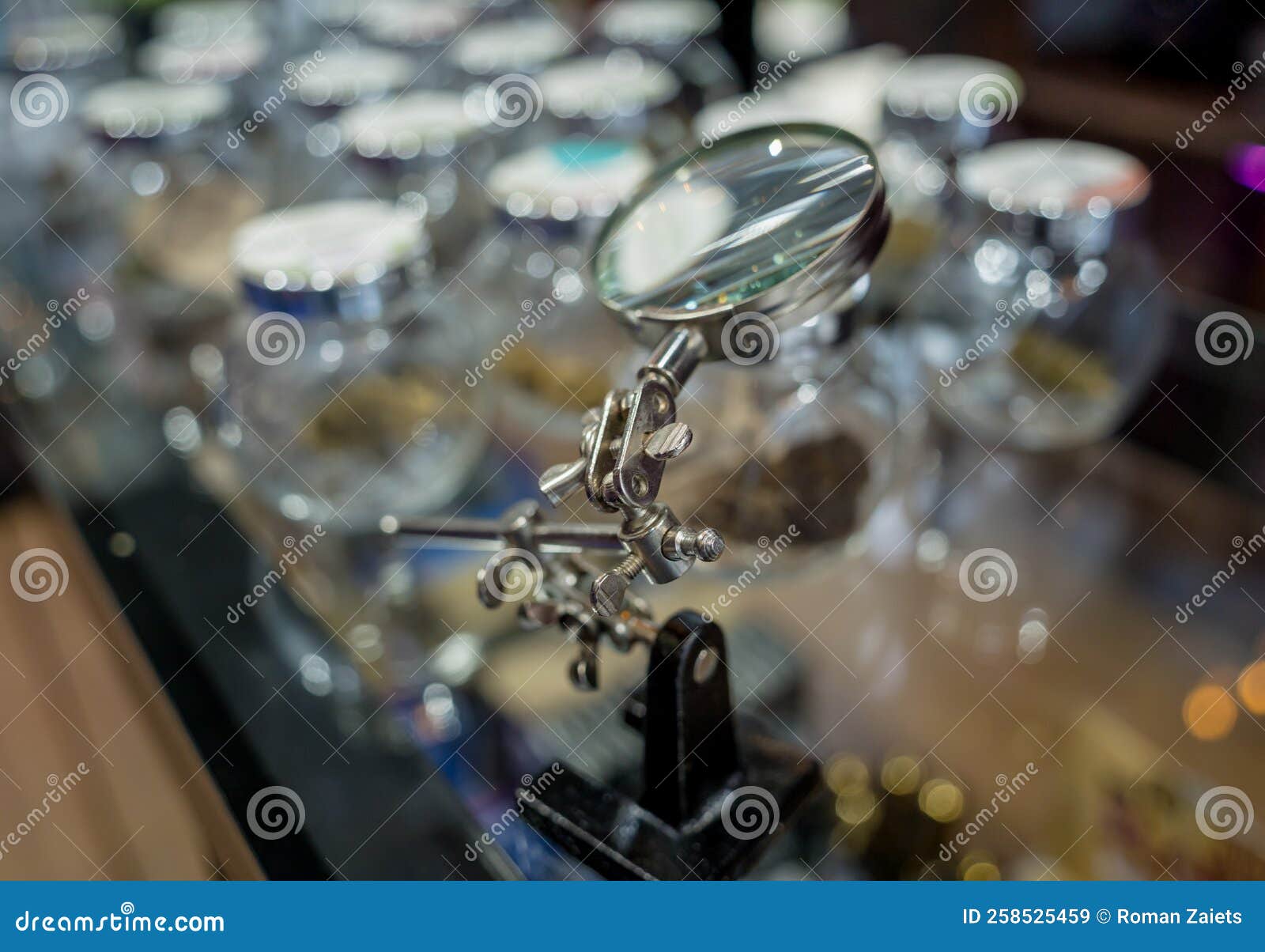 Magnifying Glass is on the Table in the Laboratory Stock Image - Image ...