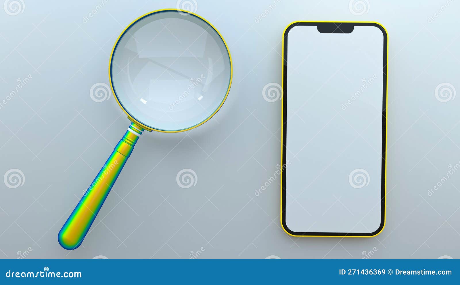 Magnifying Glass and Template Smart Phone Concept Stock Illustration ...