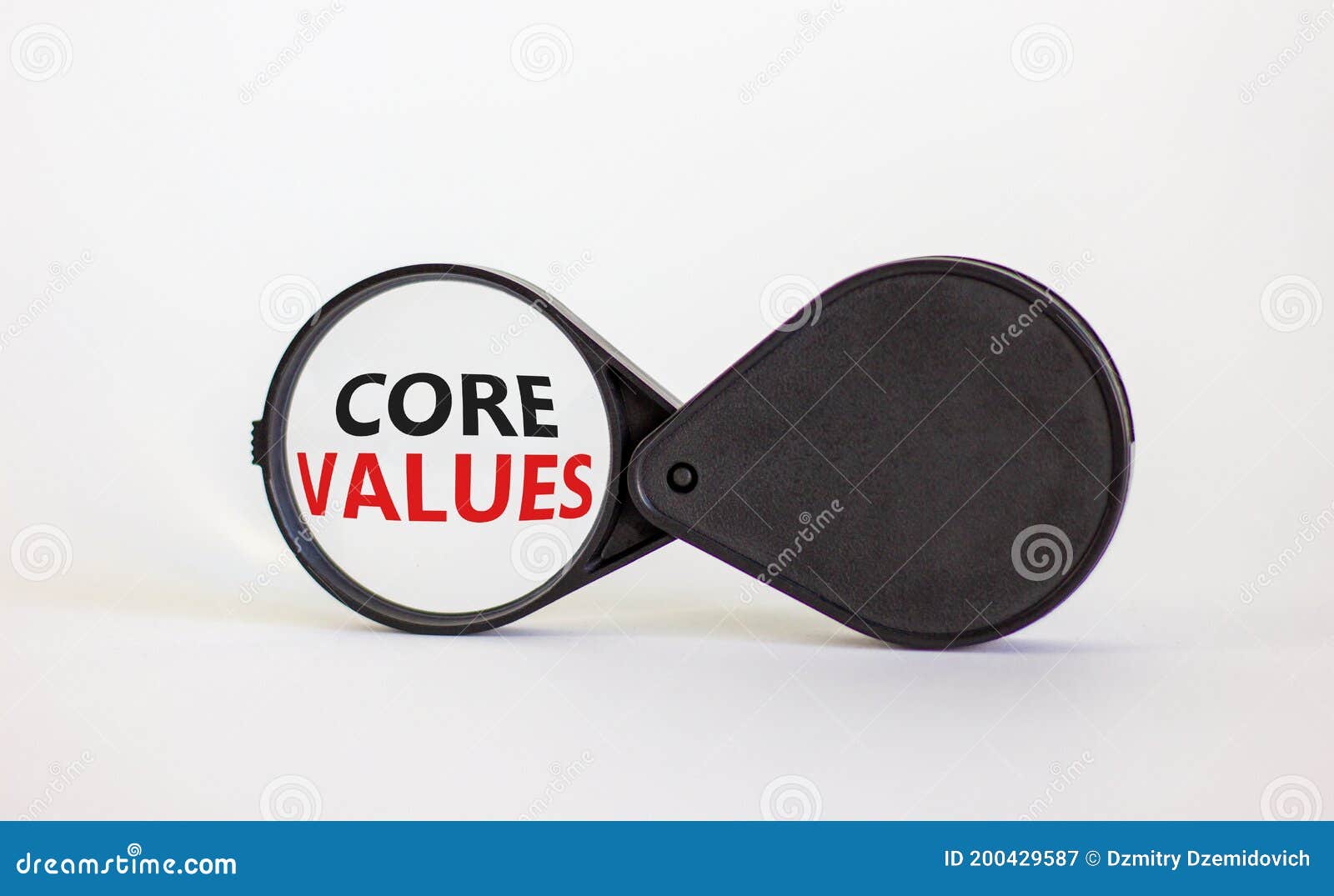 Magnifying Glass with Text `core Values` on Beautiful White Background ...