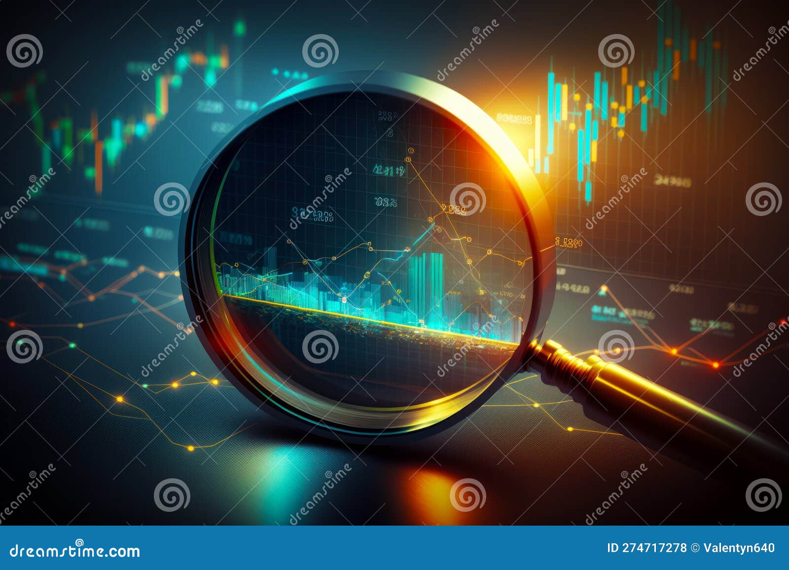 Magnifying Glass on Top of Chart with Magnifying Glass in Front of it ...