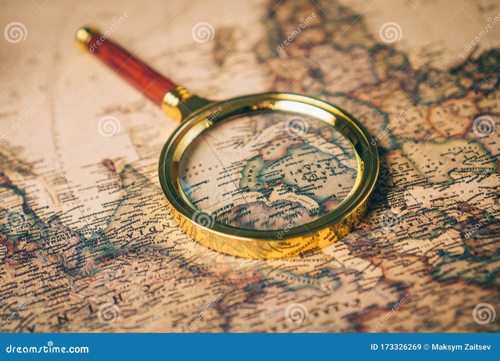 Magnifying Glass on a Vintage World Map. Stock Image - Image of flatlay ... Magnifying Glass on a Vintage World Map. Stock Image - Image of flatlay ...