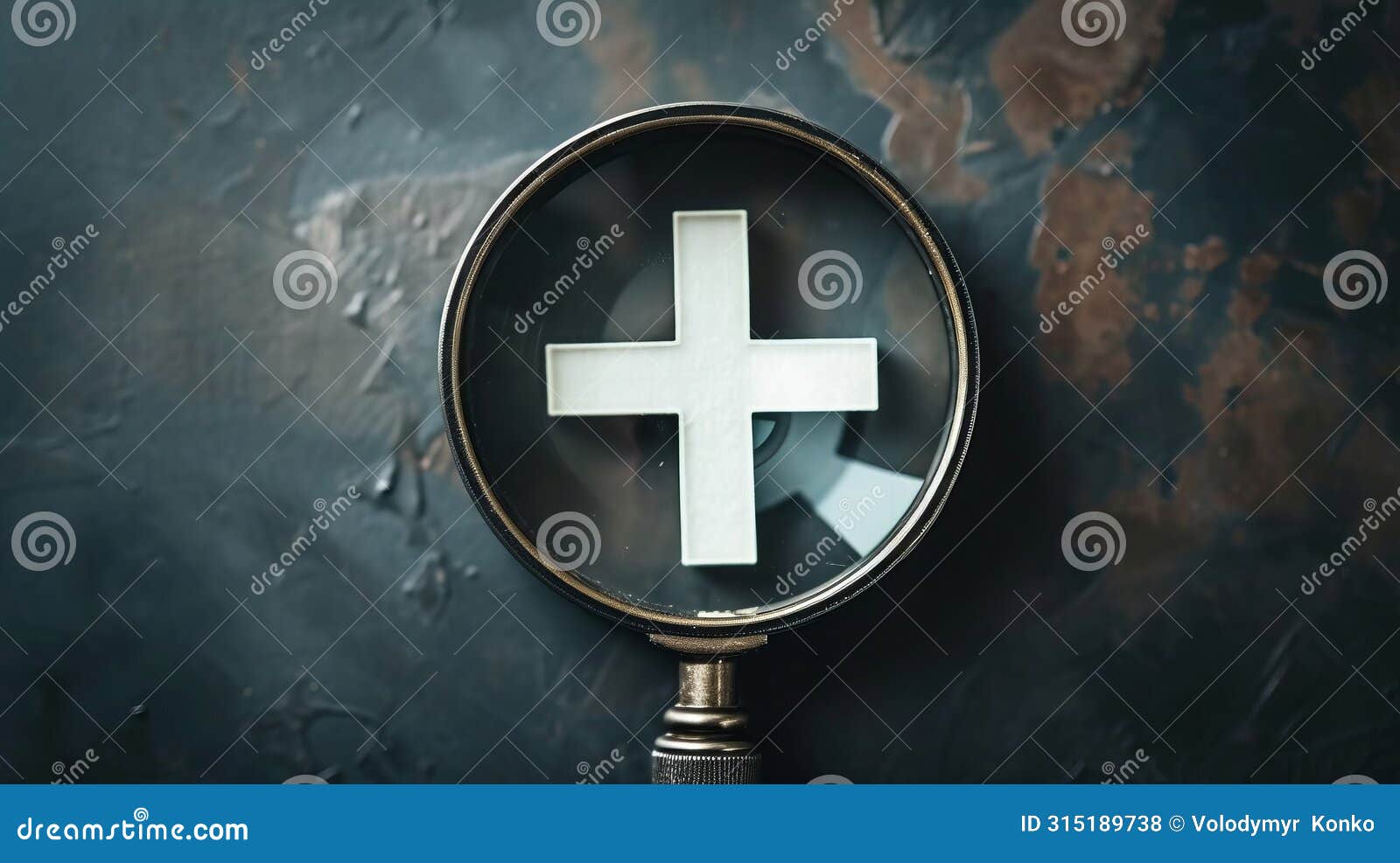 Magnifying Glass with White Cross, a Tool for Close Examination and ...