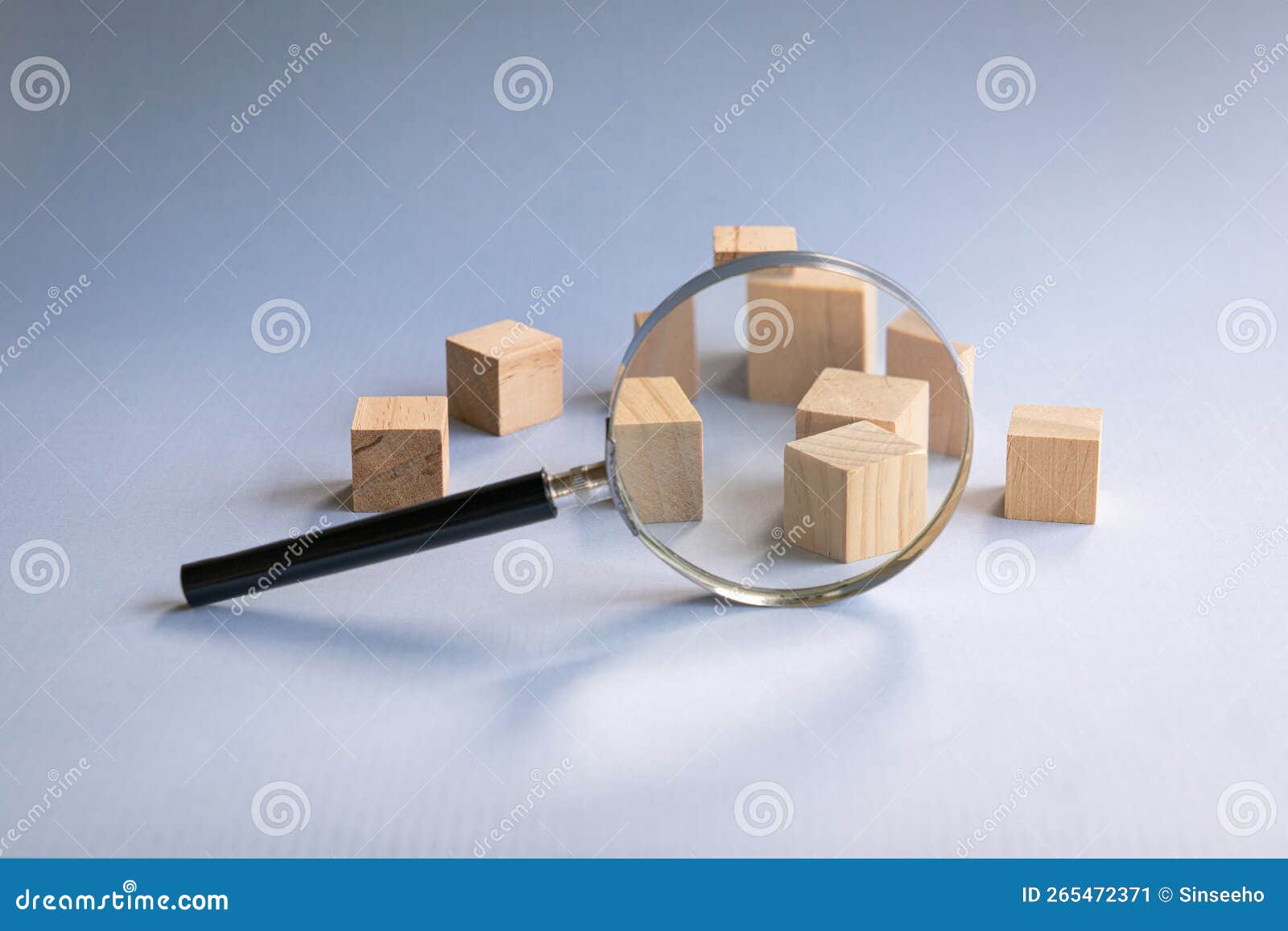 Magnifying Glass with Wooden Blocks Stock Image - Image of investment ...