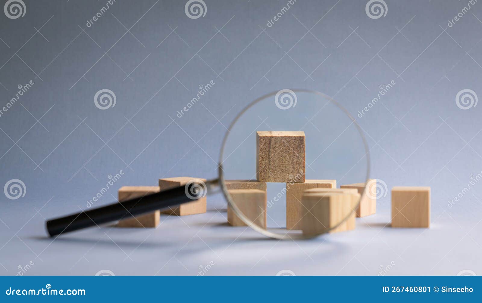 Magnifying Glass with Wooden Blocks Stock Image - Image of concept ...