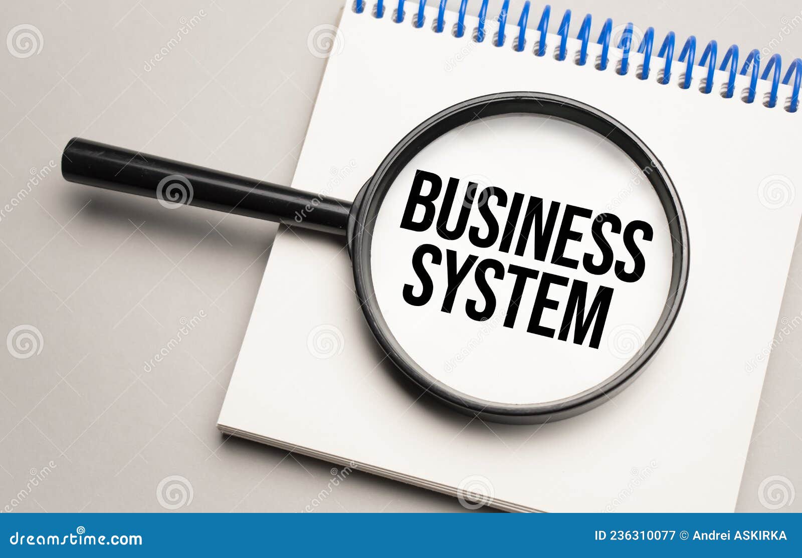 Magnifying Glass with the Word Business System on Chart Background ...