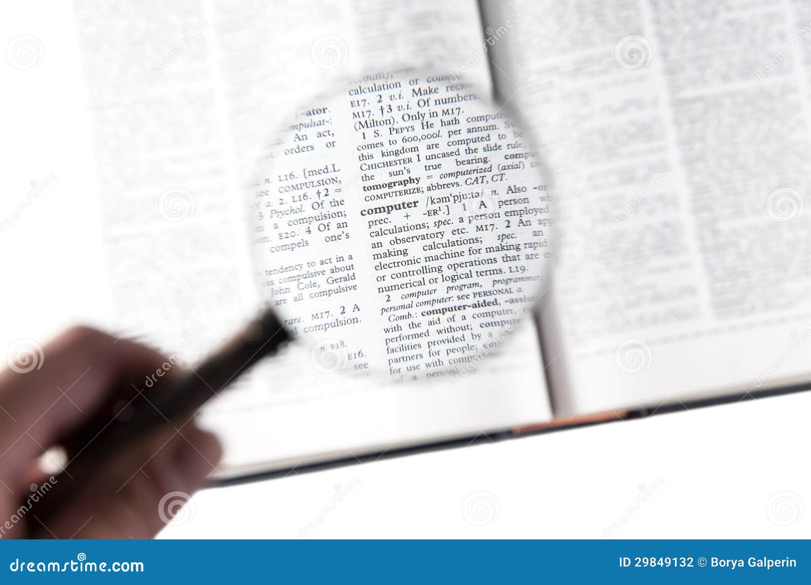 A Magnifying Glass on the Word Computer Stock Photo - Image of read ...