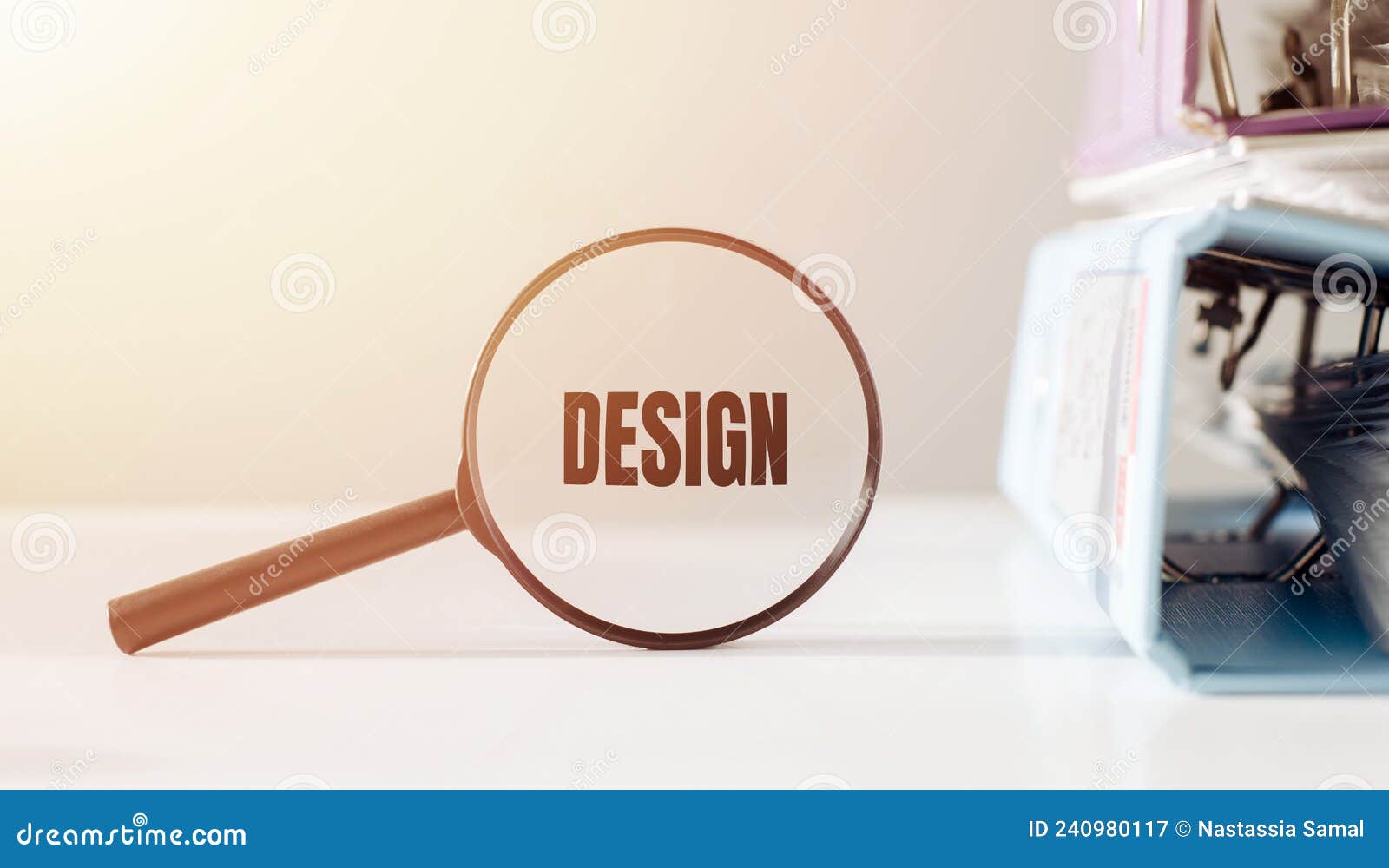 Magnifying Glass with the Word DESIGN on Office Table Stock Image ...