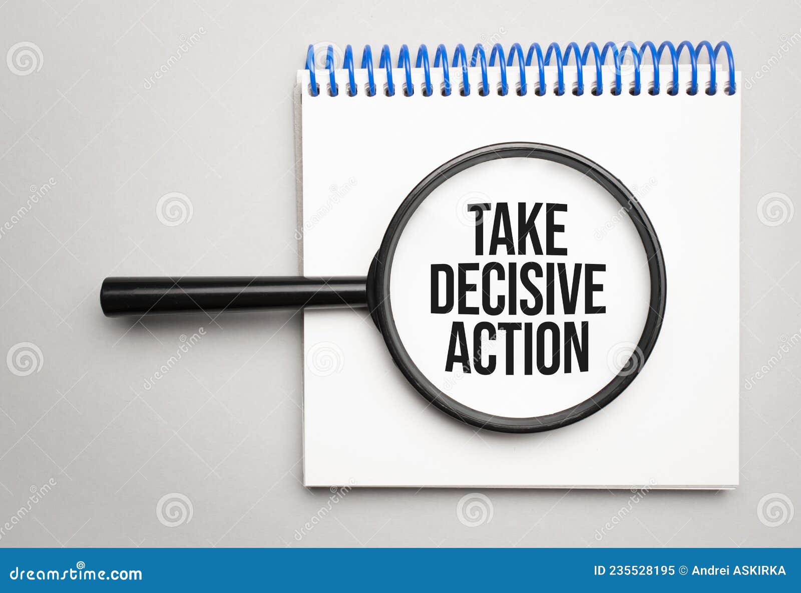 Magnifying Glass With The Word TAKE DECISIVE ACTION On Chart Background ...