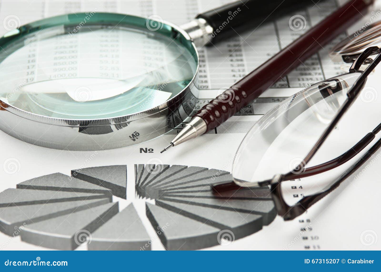 Magnifying Glass and Working Paper Stock Image - Image of close ...