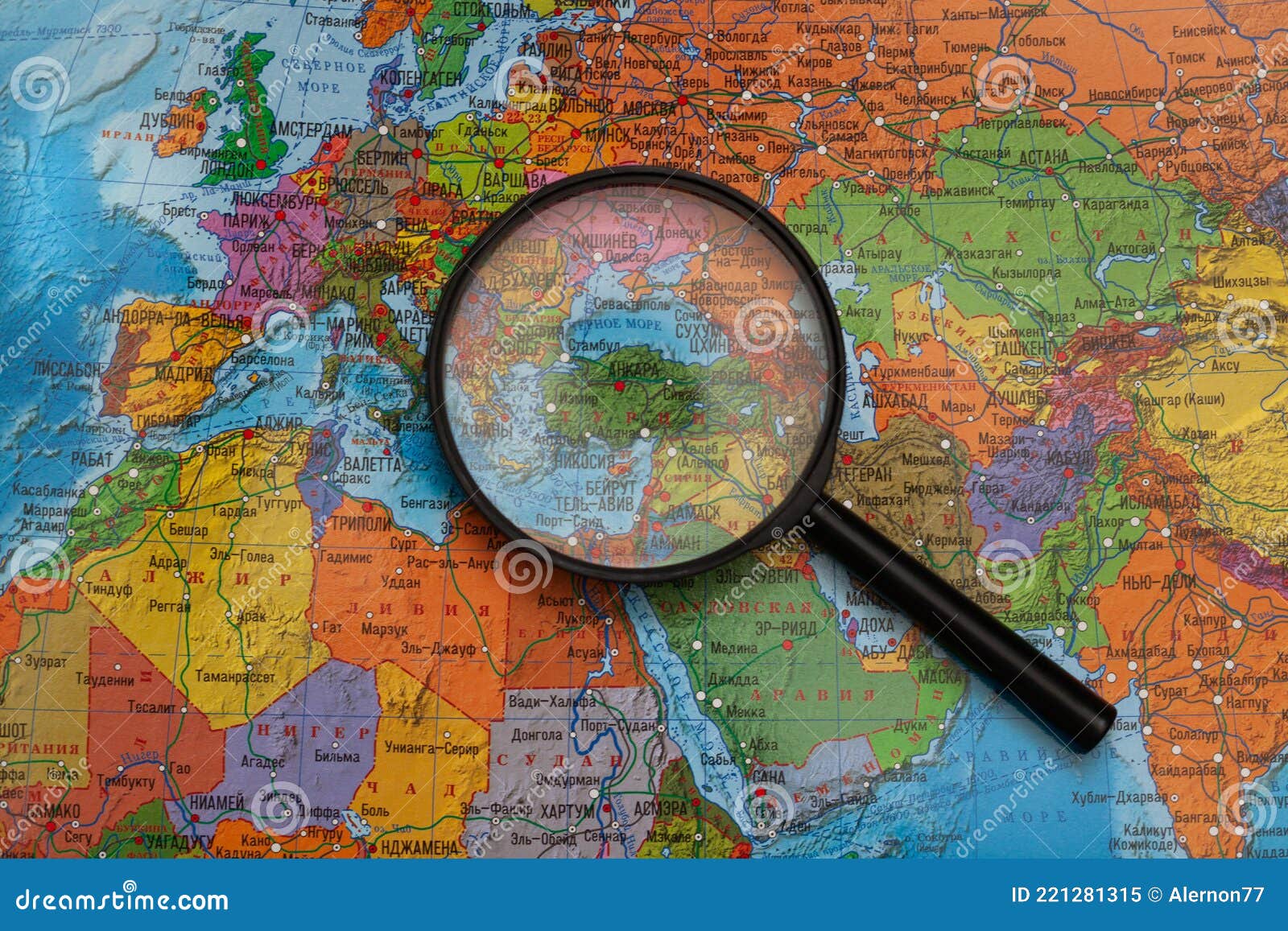 Magnifying Glass on the World Map. Concept Find Stock Image - Image of ...