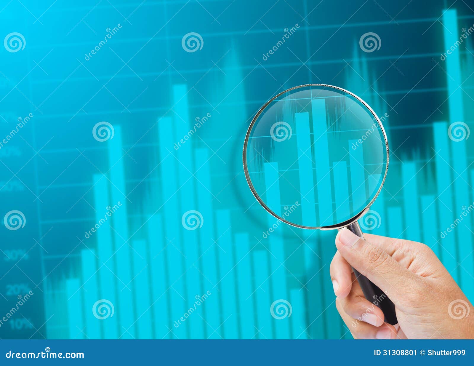 Magnifying Glass Zoom on a Business Chart Stock Image - Image of ...